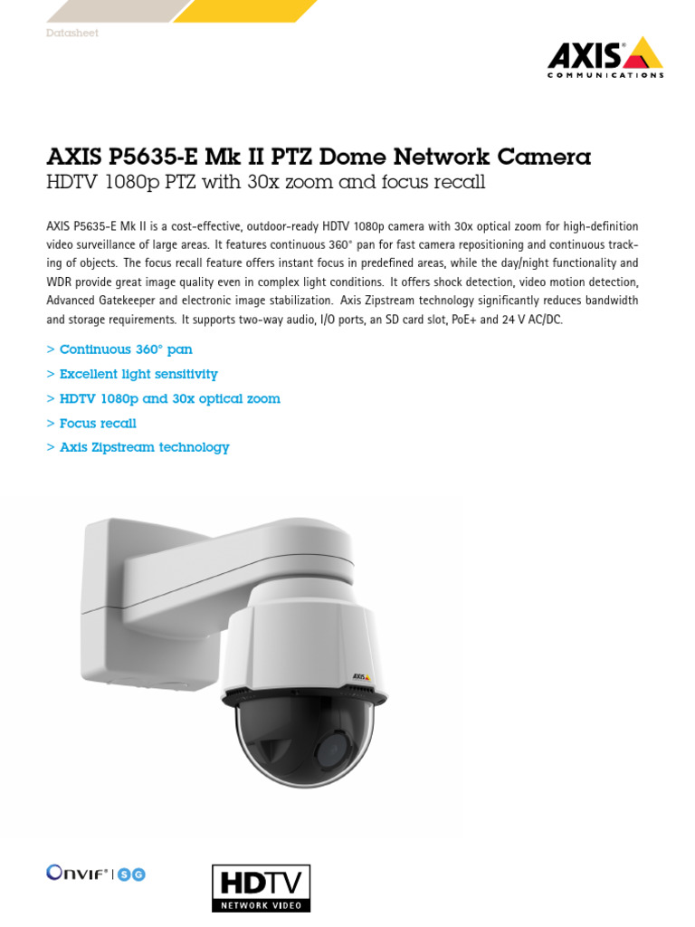 AXIS P5635-E Mk II Camera Overview | PDF | Camera | Frame Rate