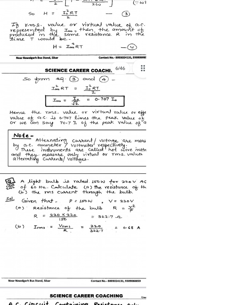 Urmesh Rajoria Notes Class 12 Alternating Current 4 | PDF