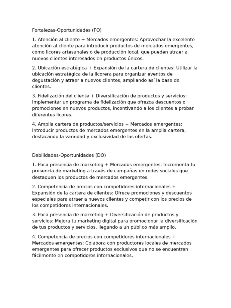 Estrategias de La Matriz DOFA | PDF | Marketing | Mercado (economía)