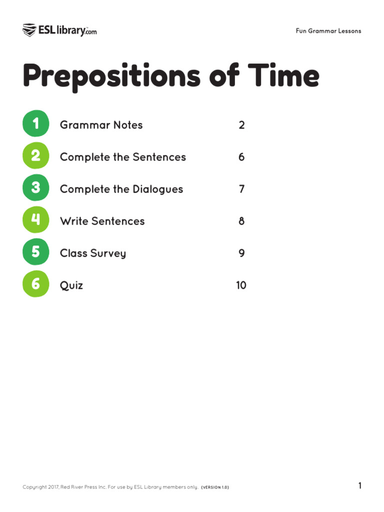 116 Prepositions-Of-Time Can Student | PDF