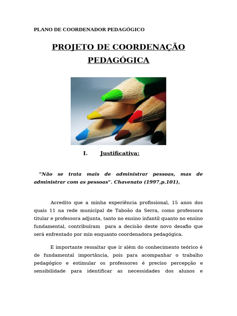 Plano de Coordenador Pedagógico | PDF