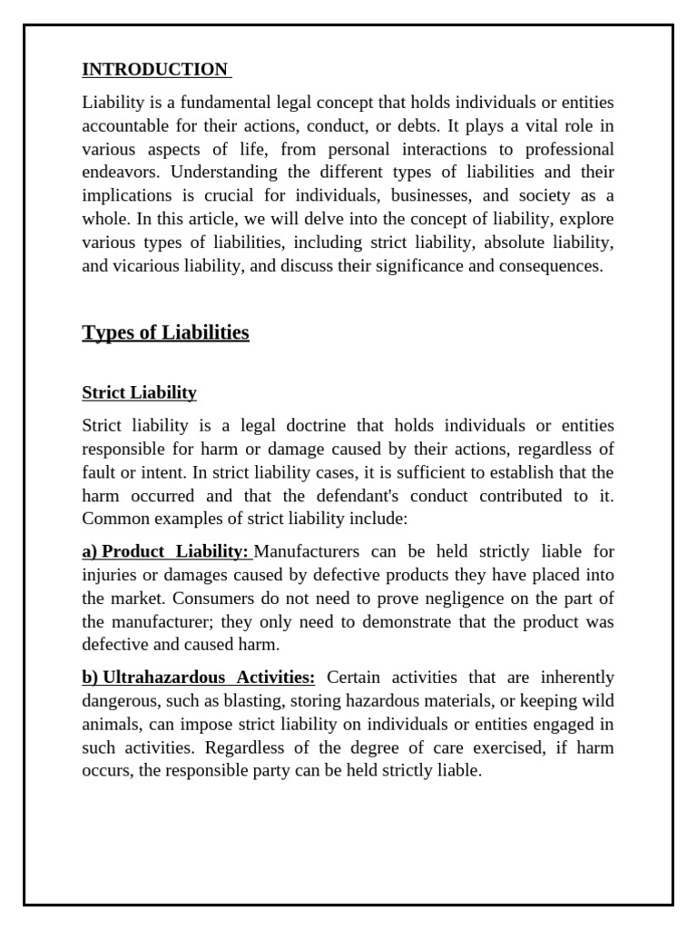 Concept of Liability Analysis | PDF | Mens Rea | Legal Liability