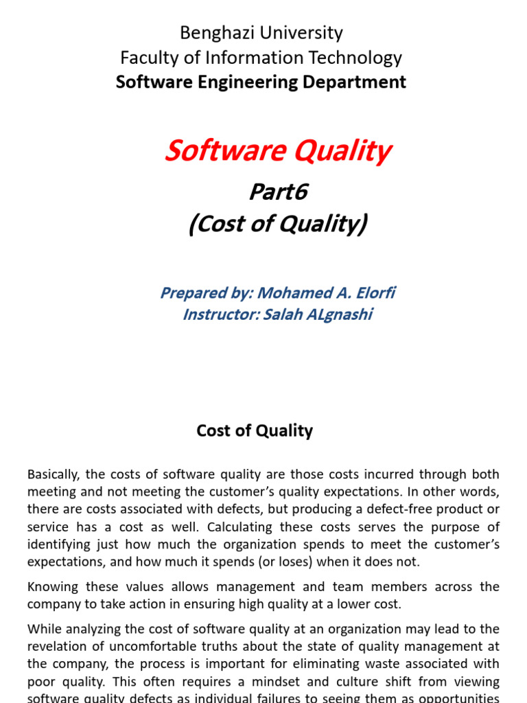 Se461 Part6 | PDF | Software Quality | Cost