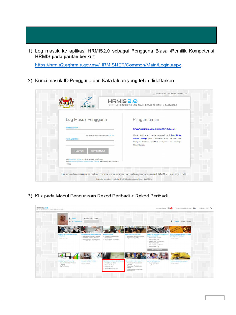 Panduan Pengguna Cetakan Opsyen Sspa Hrmis | PDF Panduan Pengguna Cetakan Opsyen Sspa Hrmis | PDF