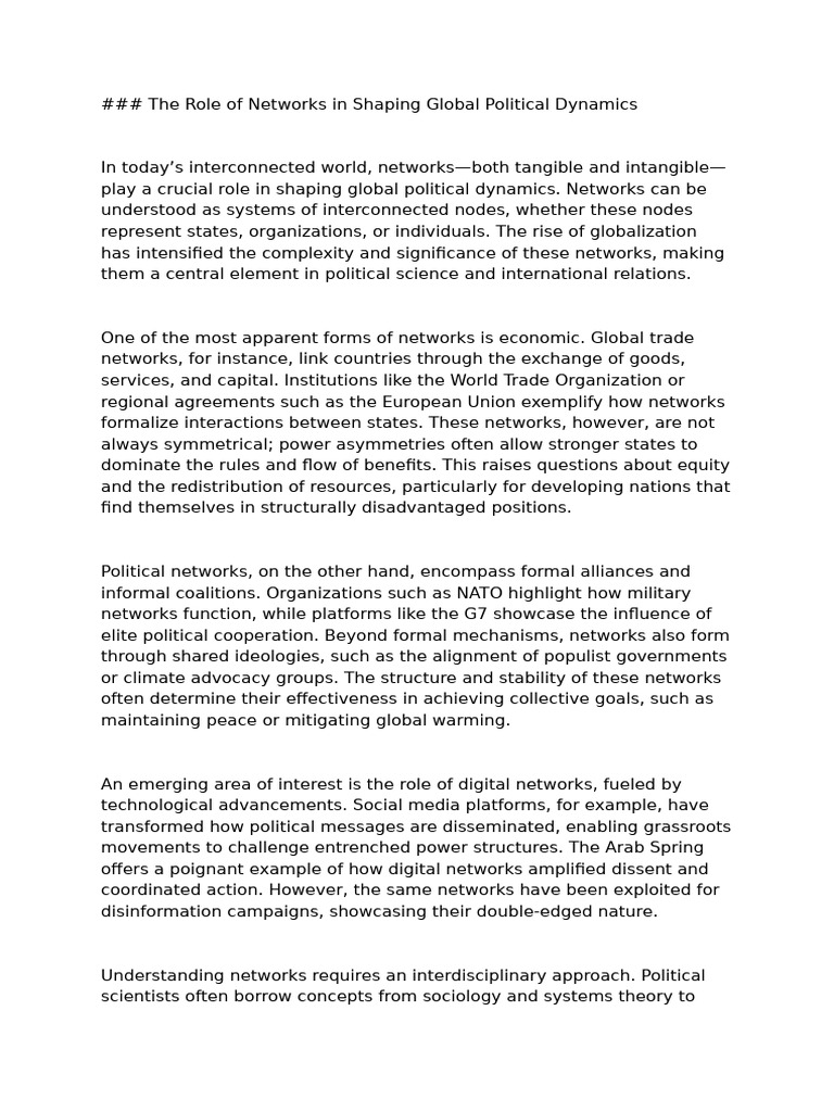 Global Political Dynamics | PDF | System | Globalization