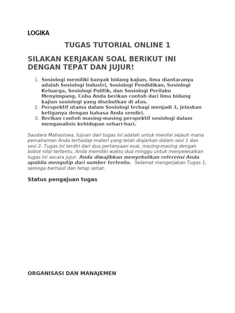 Soal Tugas 1 Ut | PDF