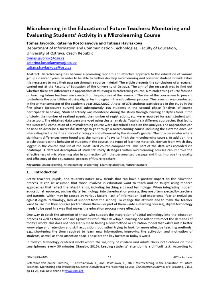 Microlearning Strategies for Future Teachers | PDF | Educational ...