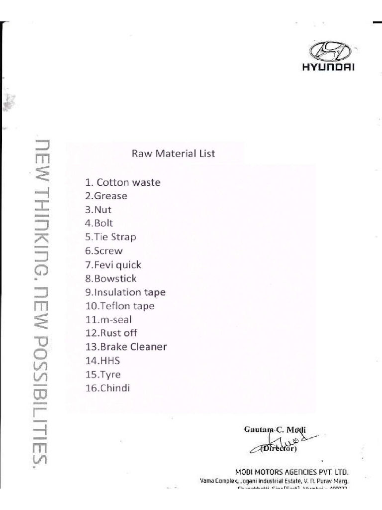List of Raw Materials | PDF
