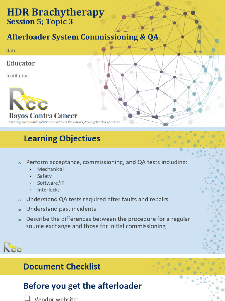 Session 5 - Topic 3 - Afterloader System Commissioning & QA | PDF | Backup