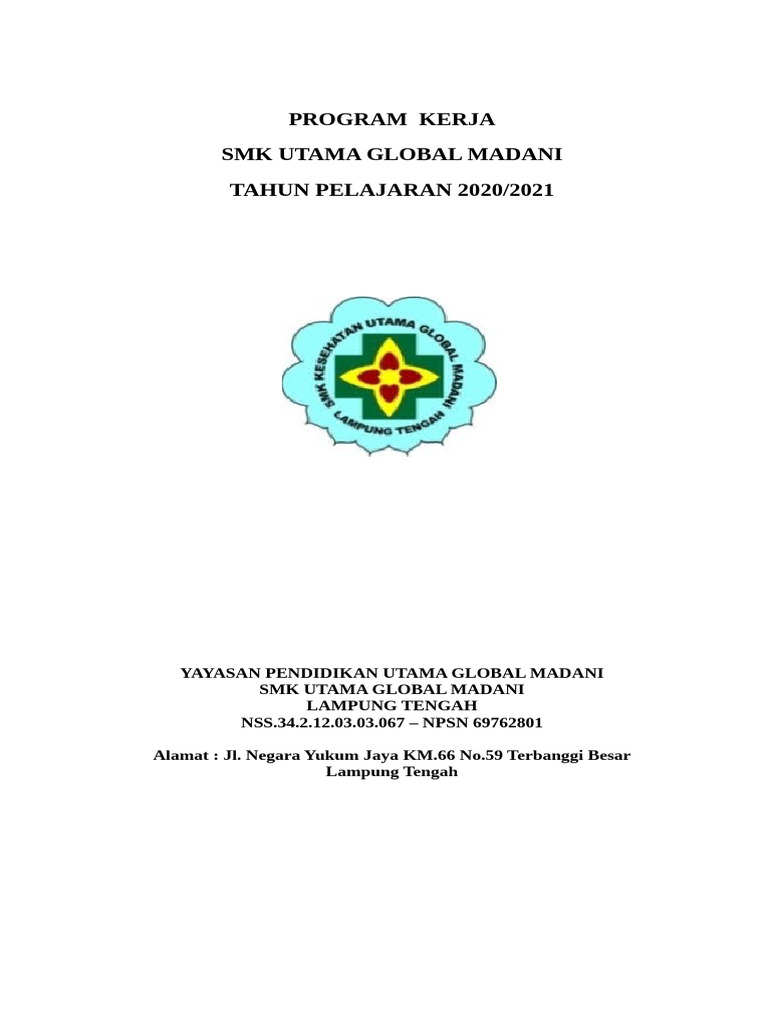 Program Kerja SMK Utama Global 2020/21 | PDF | Bisnis