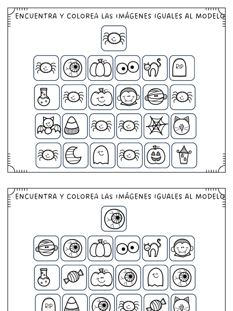 Encuentra Las Imagenes Iguales Al Modelo Especial Halloween | PDF