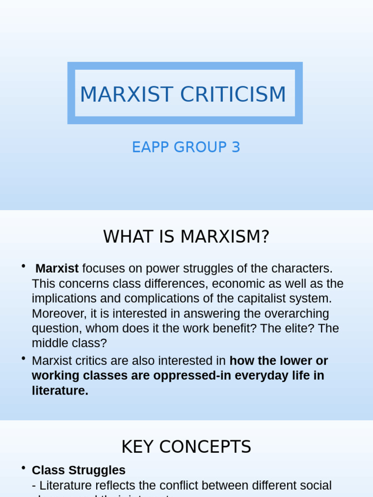 Marxist Criticism: Key Concepts & Examples | PDF