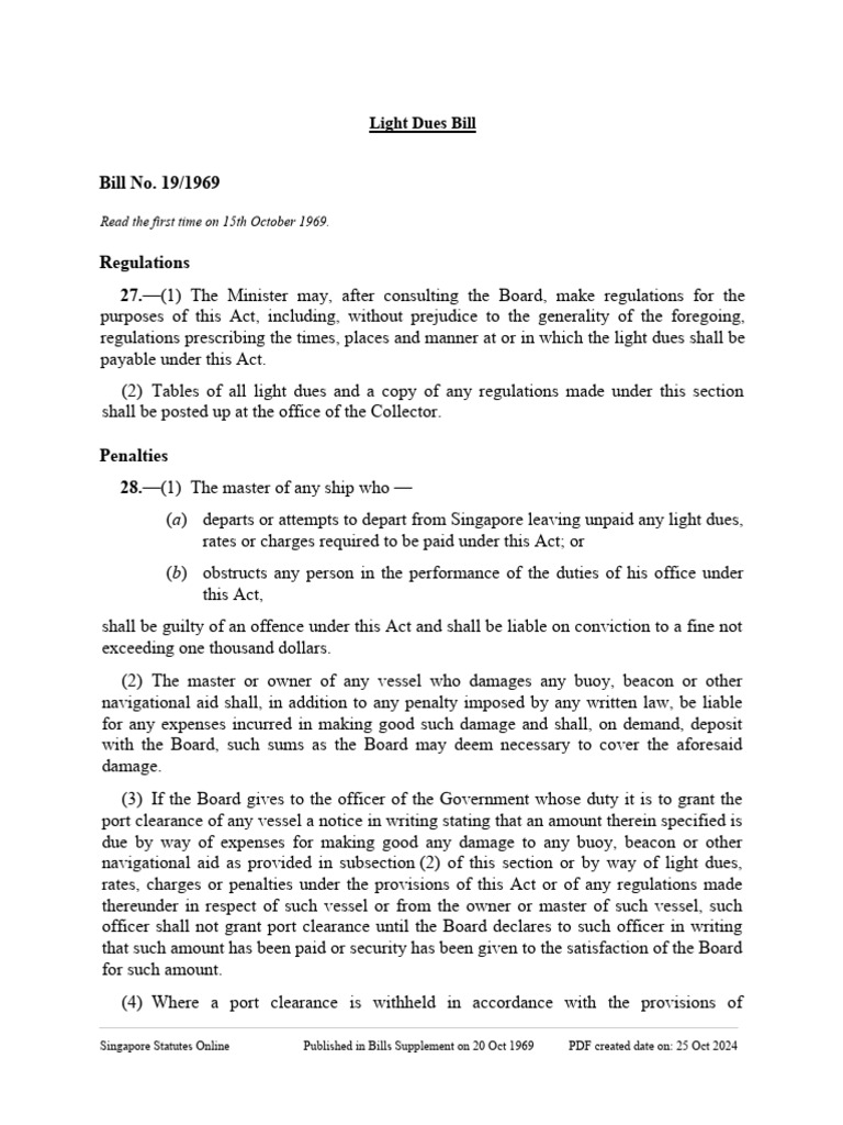 Light Dues Bill (1) | PDF | Fine (Penalty) | Government