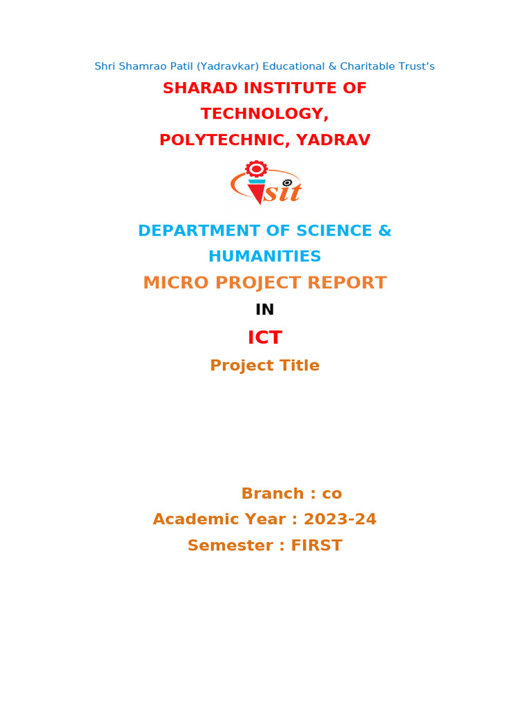 Micro Project Report: Sharad Institute of Technology, Polytechnic ...