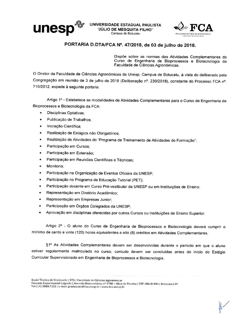 Portaria Atividades Complementares Ebb | PDF