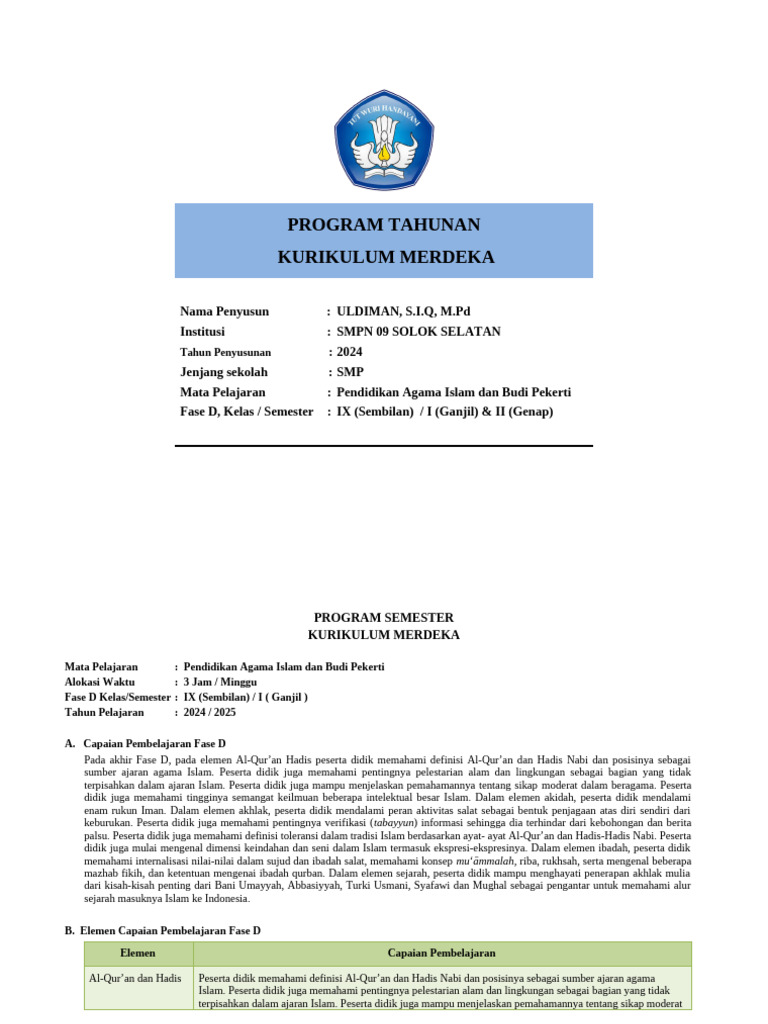 Promes Kurikulum Merdeka | PDF