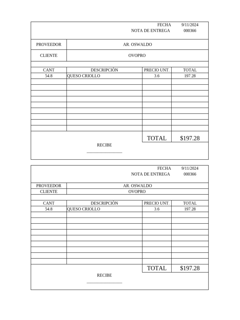 Notas de Entrega y Devolución OVOPRO | PDF