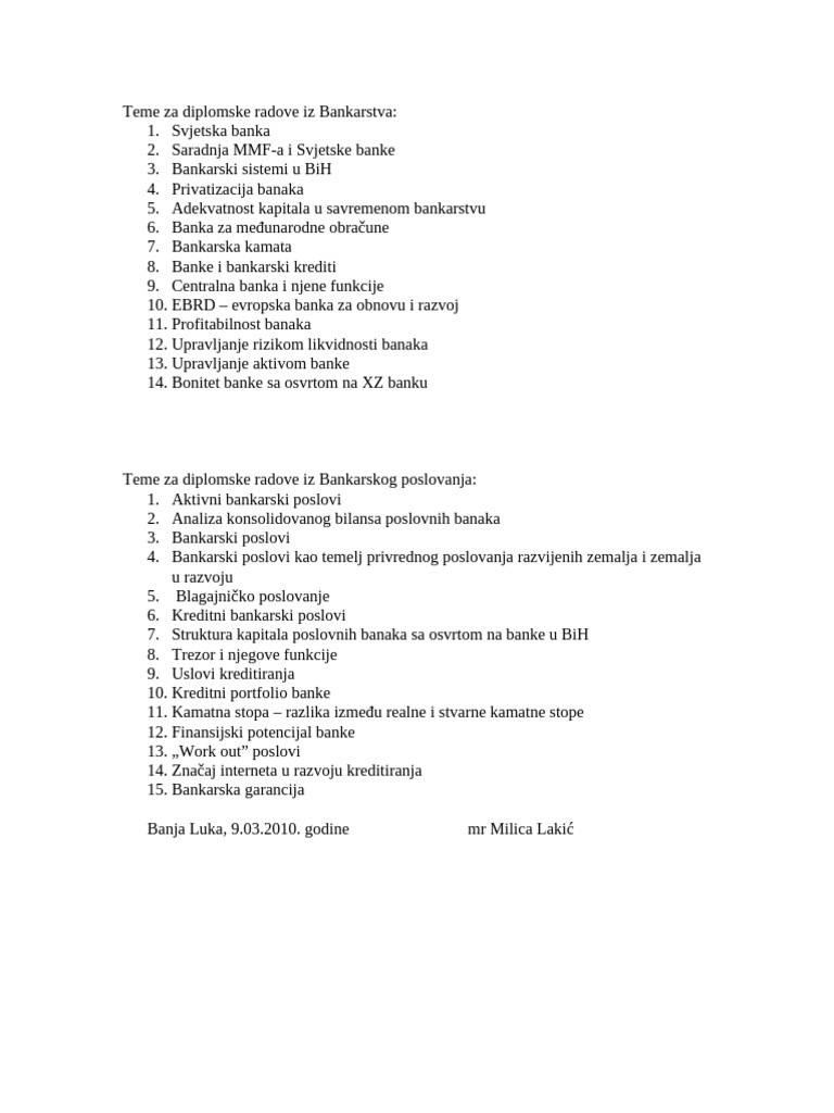 Bankarstvo I Bankarsko Poslovanje | PDF