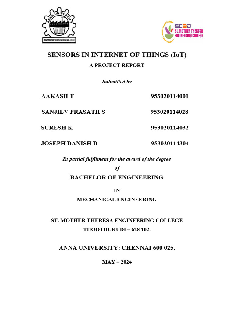 Sensors in Iot-1 | PDF | Internet Of Things | Computer Network