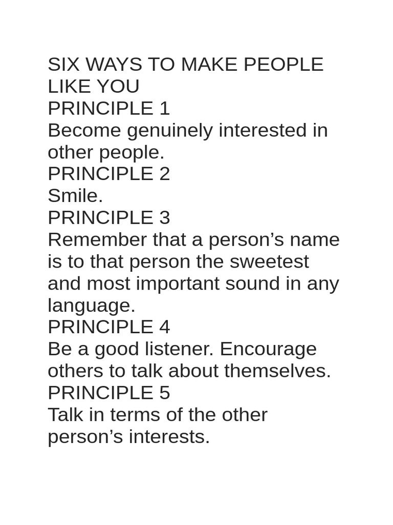 "6 Ways to Win People's Affection" | PDF