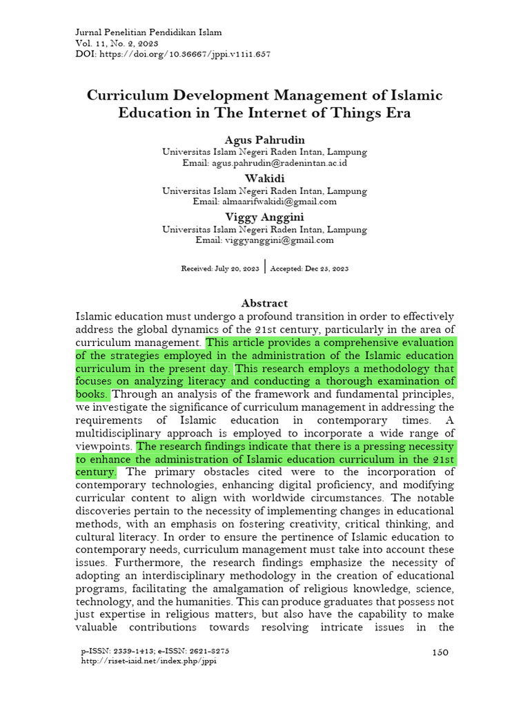Islamic Education Curriculum in 21st Century | PDF | Curriculum ...