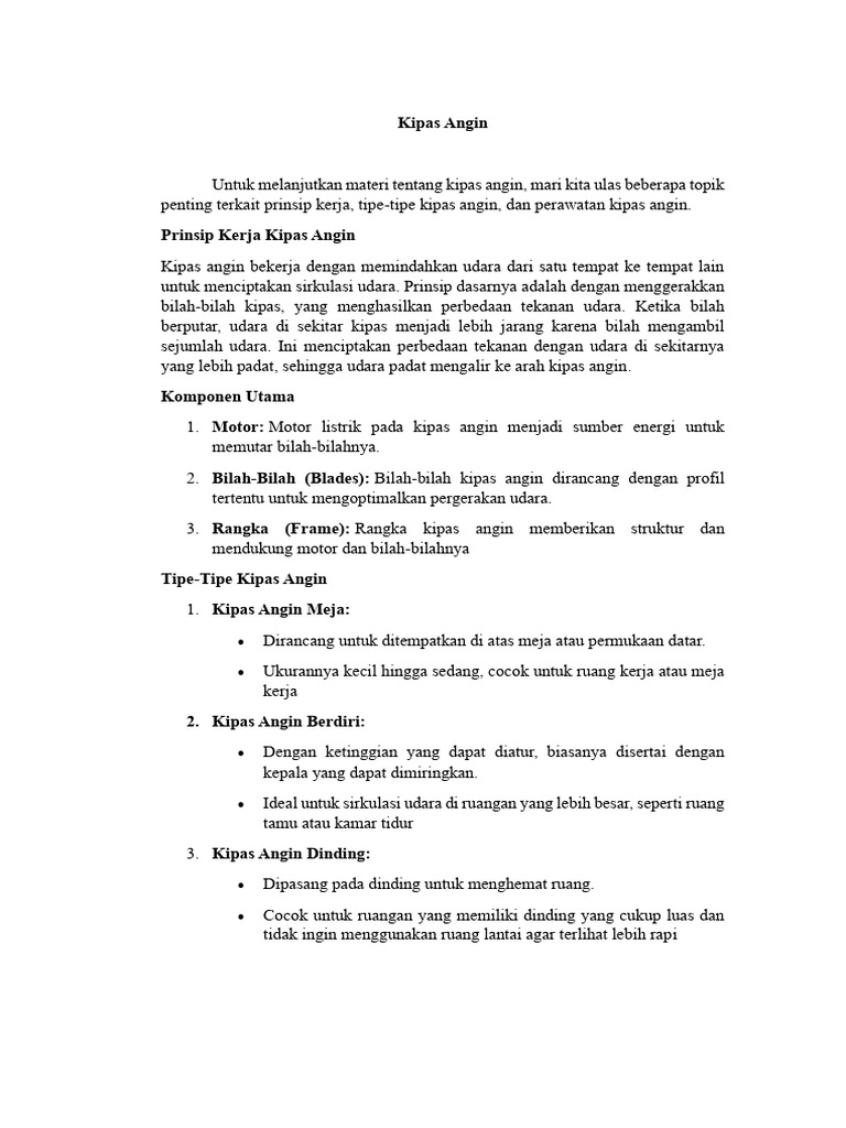 Prinsip Dan Komponen Kipas Angin | PDF
