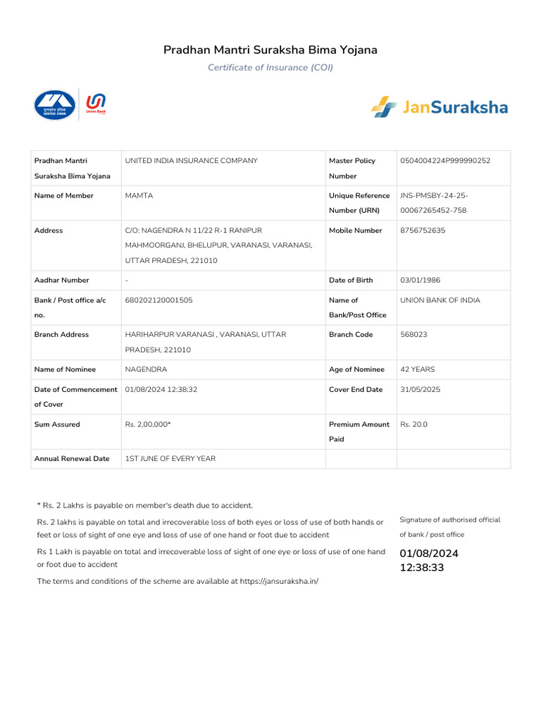 JNS Pmsby 24 25 00067265452 758 | PDF