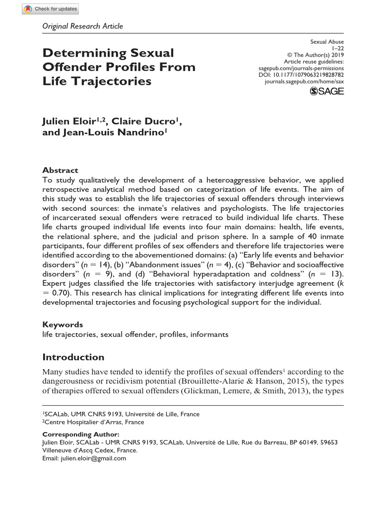 Determining Sexual Offender Profiles From Life Trajectories | PDF | Sex ...
