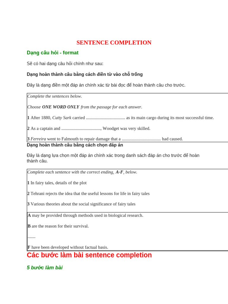 Sentence Completion | PDF