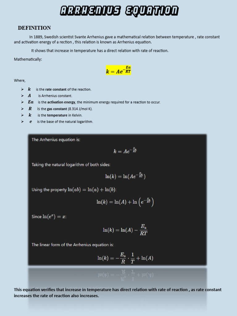 Arrhenius Equation | PDF