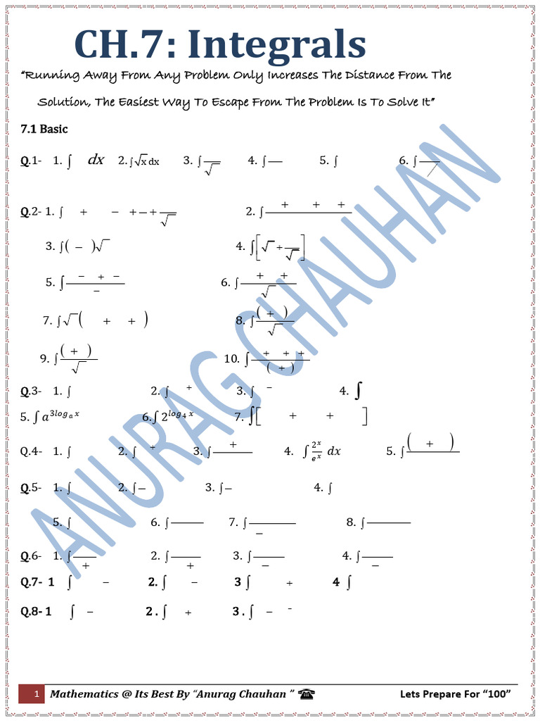 CH.7: Integrals | PDF