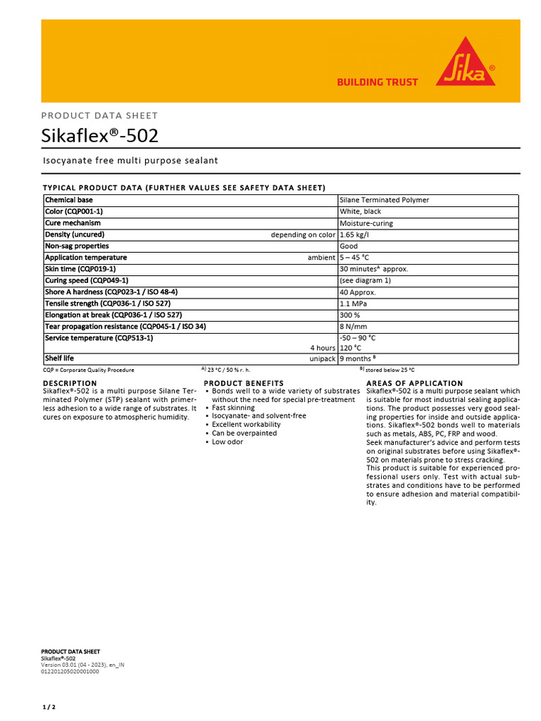 sikaflex_-502 | PDF | Paint | Oil