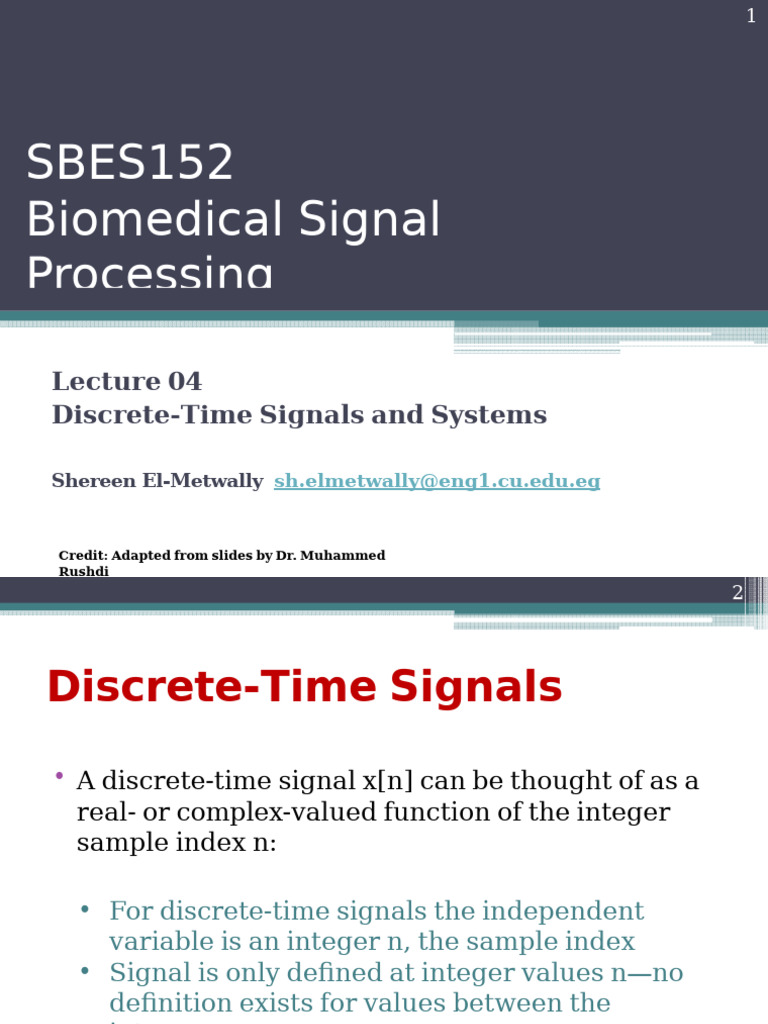 DSP L04 Discrete Time Signals and Systems Part1 | PDF | Sampling (Signal Processing) | Discrete ...