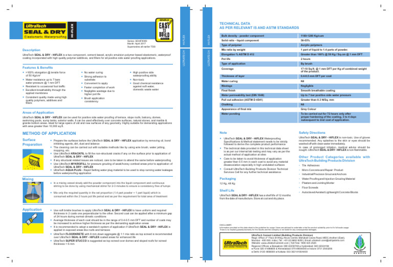 Ultratech X Trakrete SBR Binders For Waterproofing | PDF | Concrete ...
