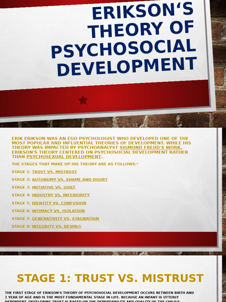 Erikson's Psychosocial Development Stages | PDF | Behavior | Cognition