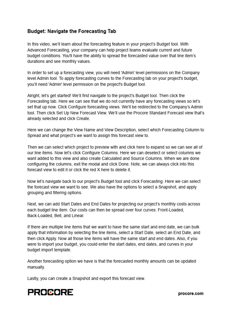 Budget Navigate The Forecasting Tab | PDF | Computing