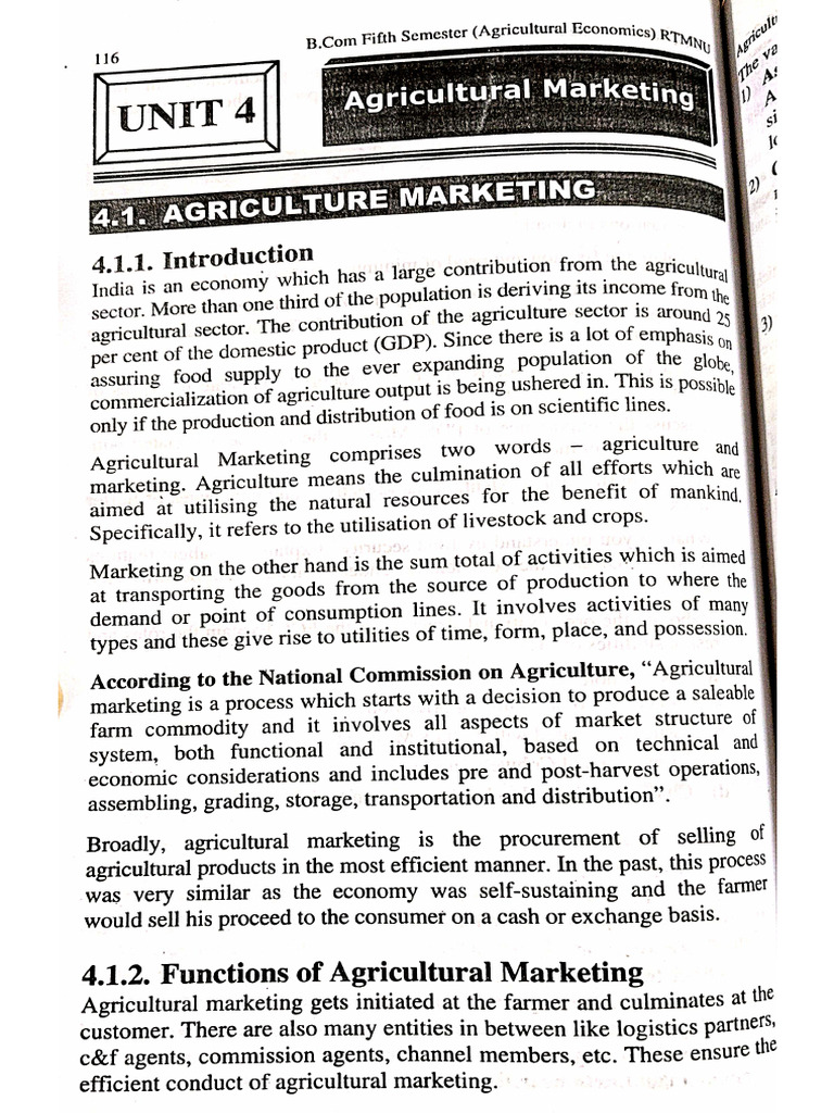 Agriculture Economics. Unit 4 | PDF