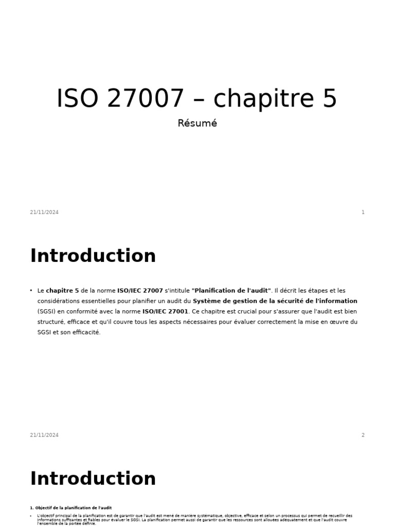 2024.11.21 Iso 27007 - Chap5 | PDF | Audit | Sécurité des systèmes d'information