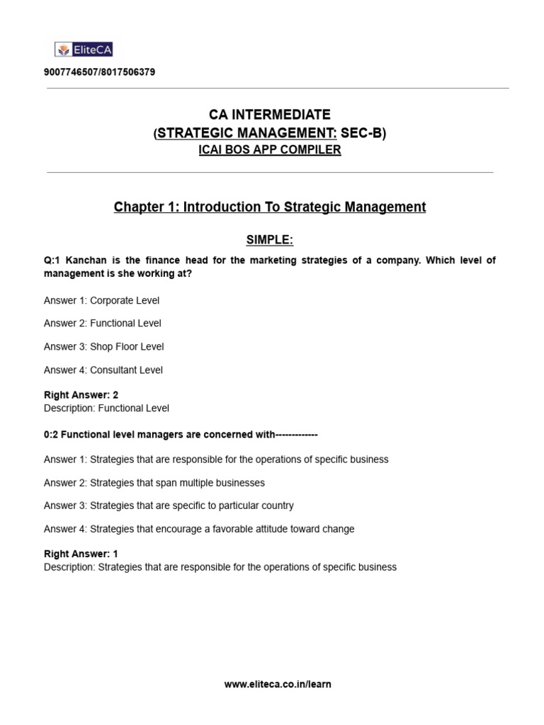 Strategic Management Icai Bos App Compiler | PDF | Swot Analysis ...