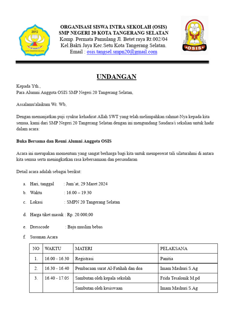 Surat Undangan - Docx (2) | PDF