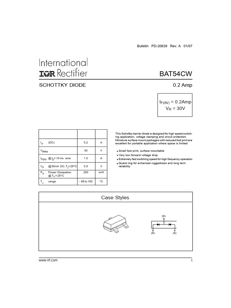 Bat 54 CW | PDF | Diode | Amplifier