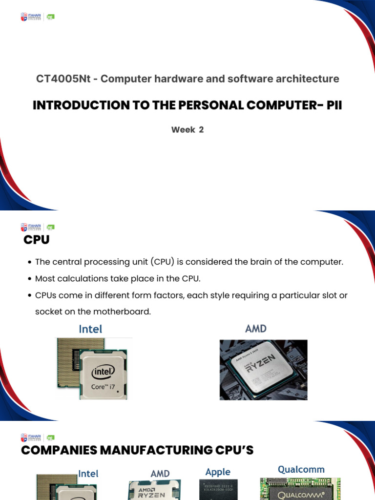 CT4005NT WK02 L Introduction To Personal Computer Part 2-1 | PDF | Cpu Cache | Central ...