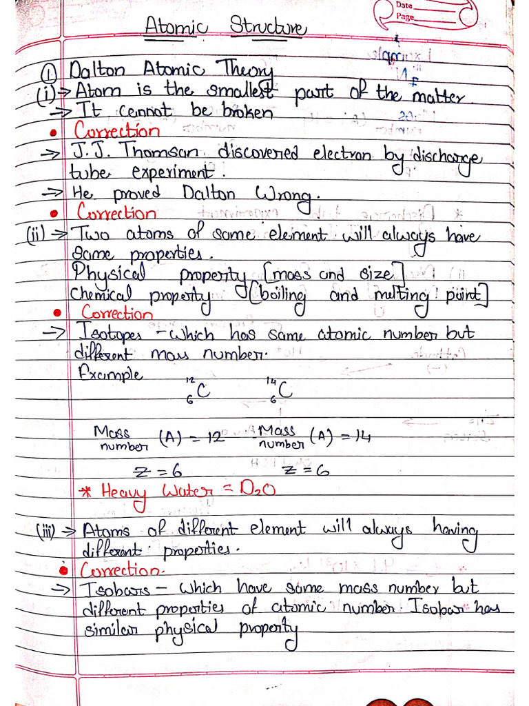 Atomic Structure Notes | PDF