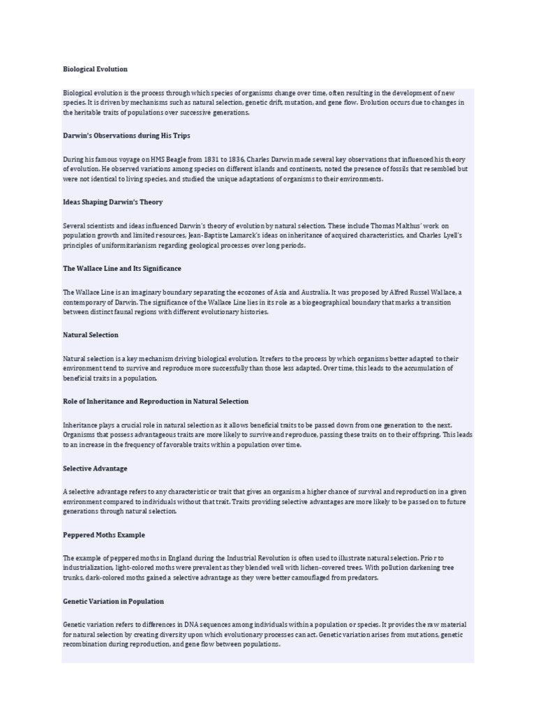 Evolution Test Prep Pdf Natural Selection Evolution