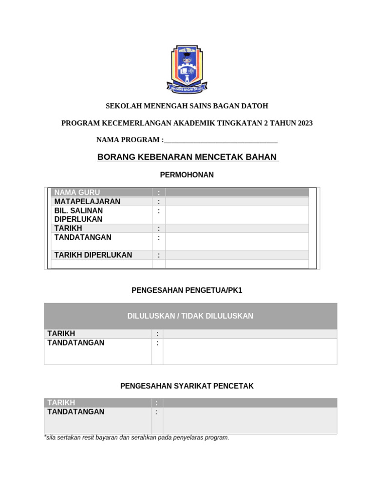 Borang Cetak 2022 | PDF