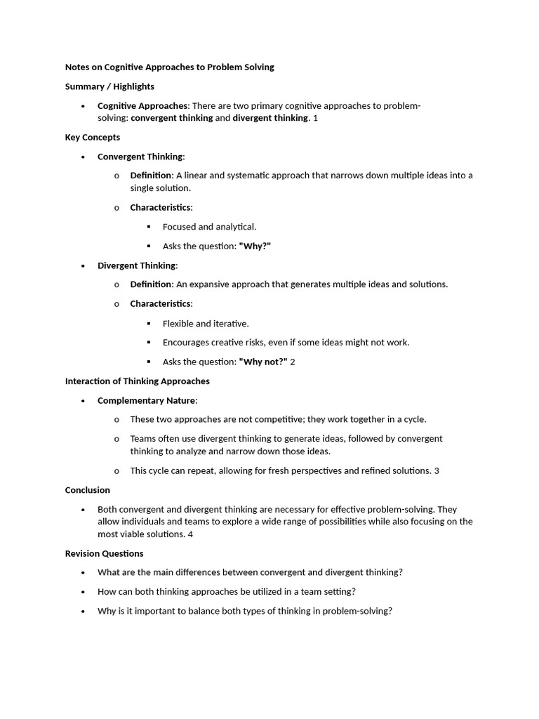 Convergent Vs Divergent Thinking | PDF | Science & Mathematics