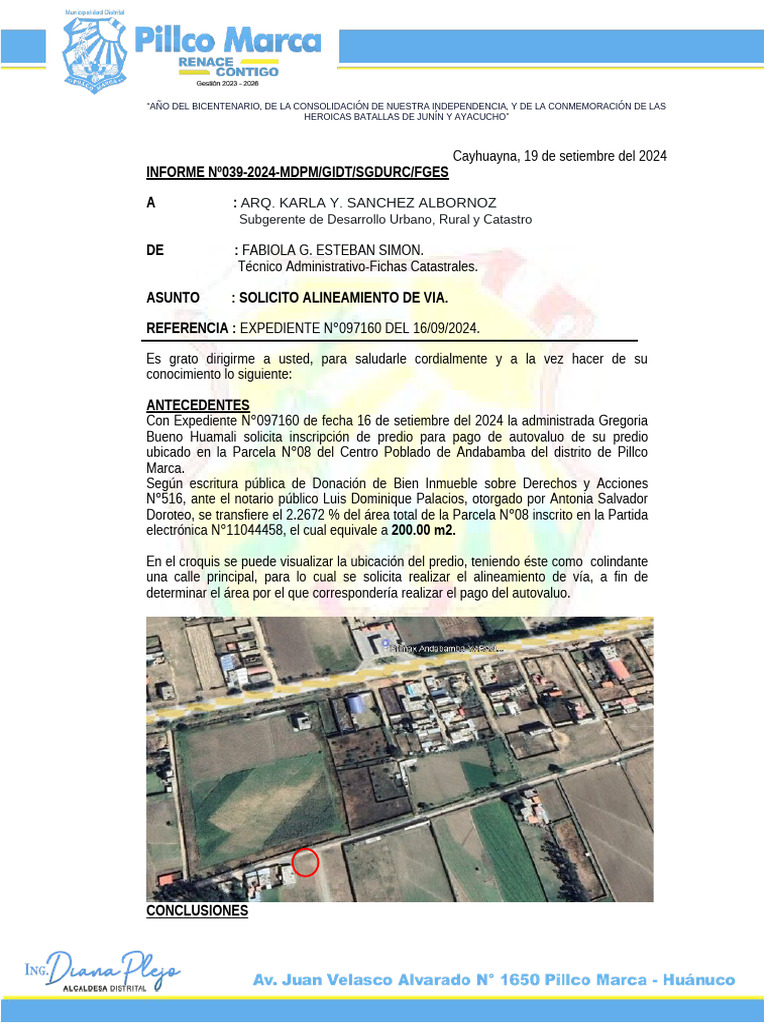 INFORME N°039 Alineamiento de Via - GREGORIA BUENO HUAMALI | PDF