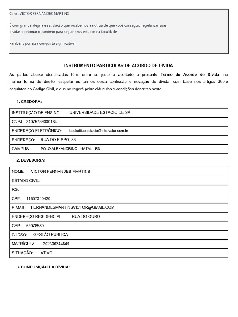 Termo de Acordo | PDF | Direito