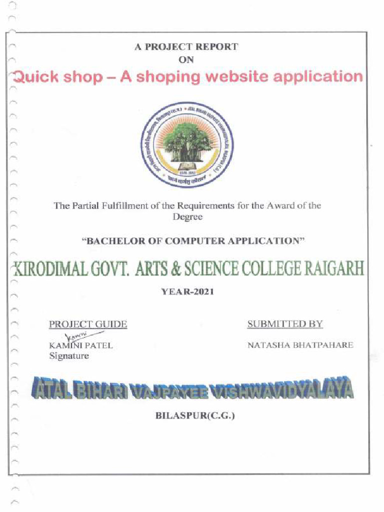 38 - 113 - BCA Project - A Shoping Website Application | PDF