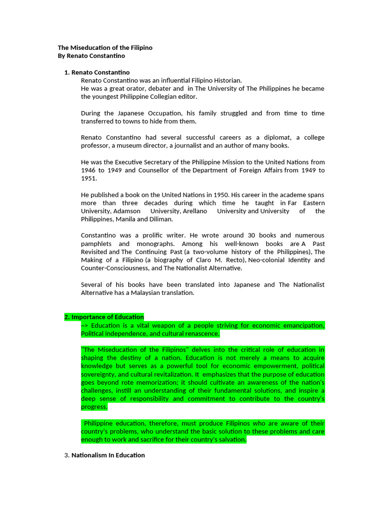 The Miseducation of The Filipino | PDF | Politics | History